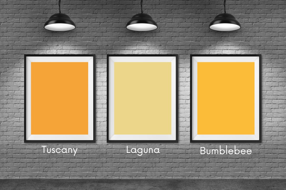 Tuscany vs Laguna vs Bumblebee - Yellow Colors Compared - Paint Color ...