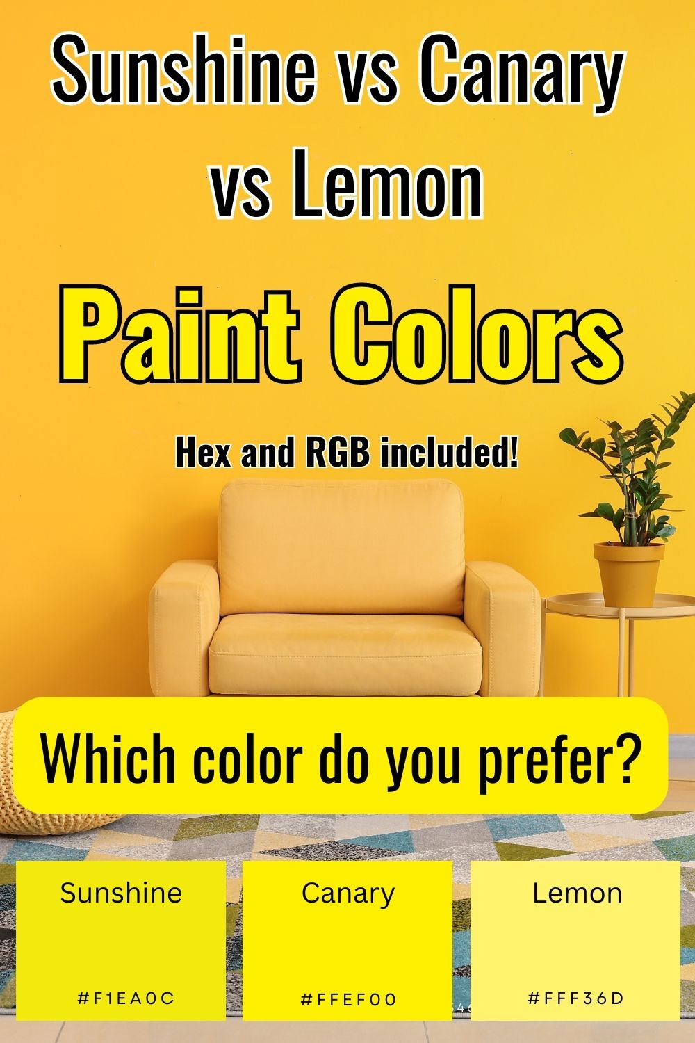 Sunshine vs Canary vs Lemon - Shades Of Yellow Explained - Paint Color ...
