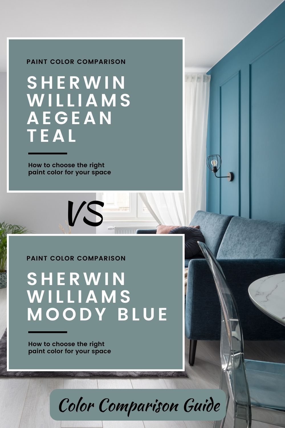 Aegean Teal vs Moody Blue: Paint Colors Comparison Guide - Paint Color ...